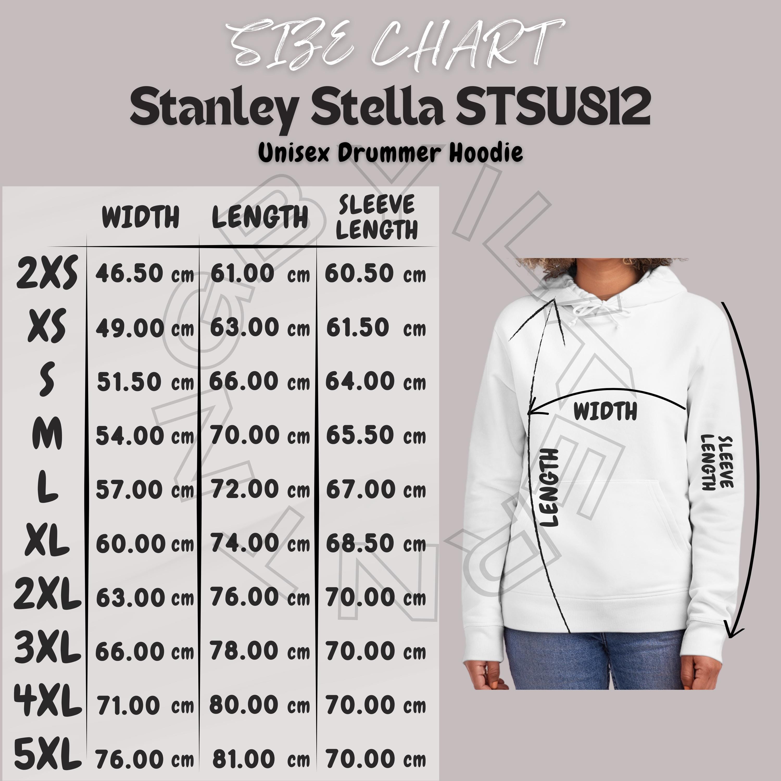 Stanley Stella STSU812 Size Chart | Size Chart for Stanley Stella ...