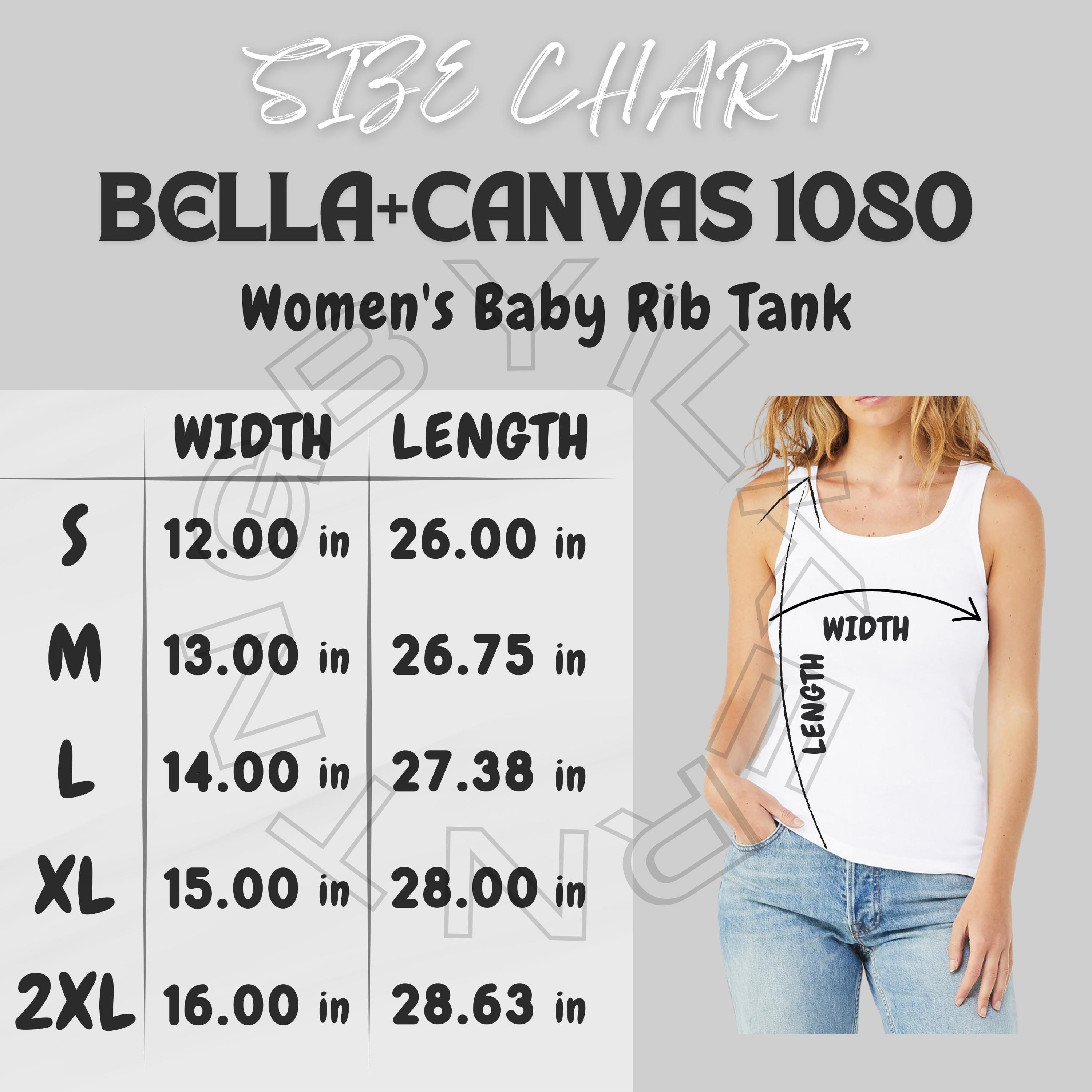 Tank Size Chart I Bella Canvas 1080 Size Chart I Size Chart | Women's ...