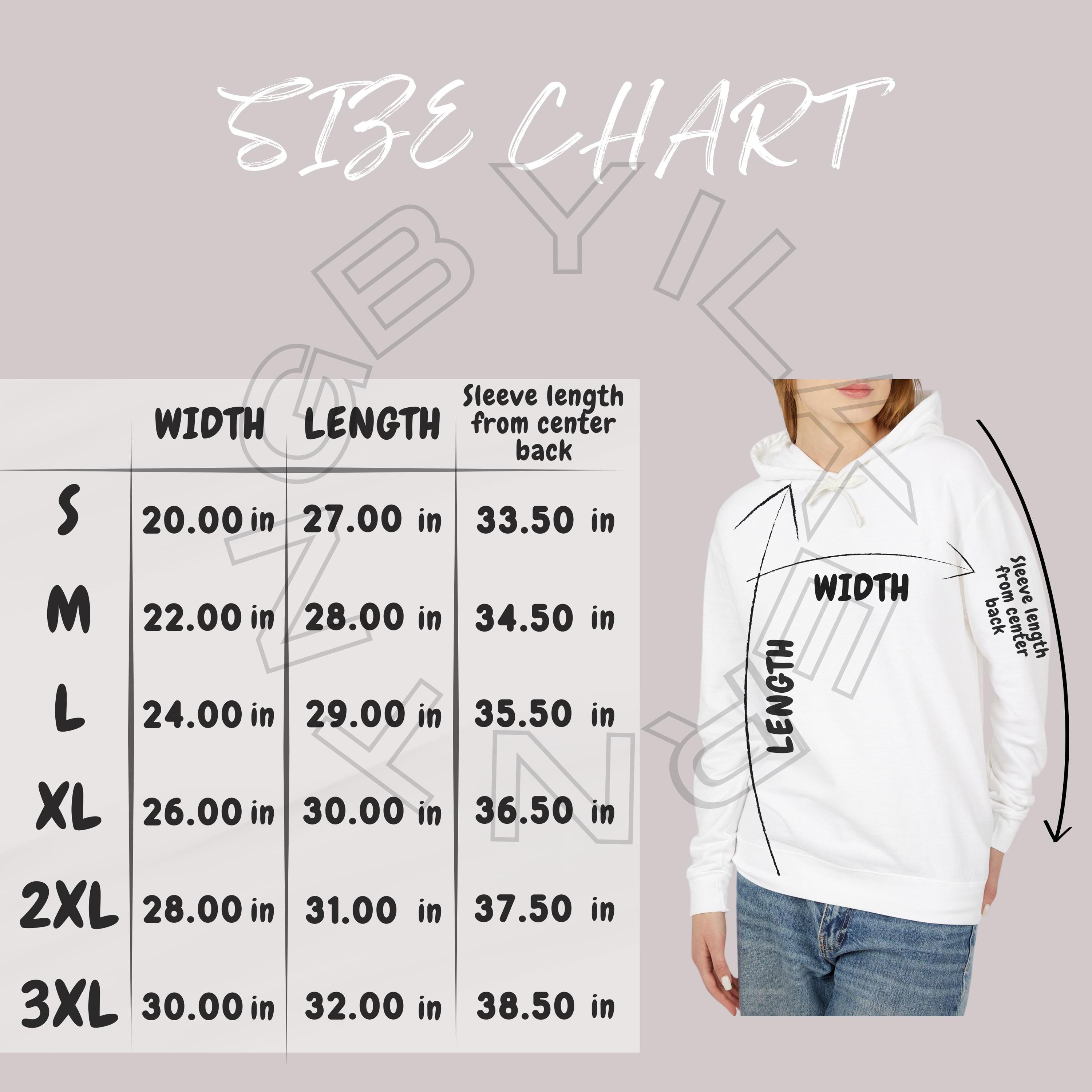 Sweatshirt Size Chart I Comfort Colors 1467 Size Chart I Size Chart ...