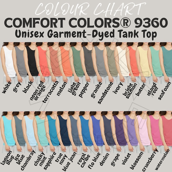 Tabla De Colores De Camisetas Comfort Colors Comfort Colors 6030 Color