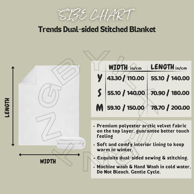 Blanket Size Chart | Trends Dual-sided Stitched Blanket Size Chart ...
