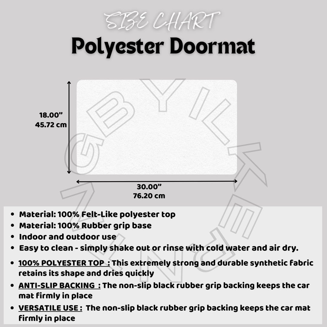 Polyester Doormat Size Chart | Polyester Doormat Mockup and Size Chart ...