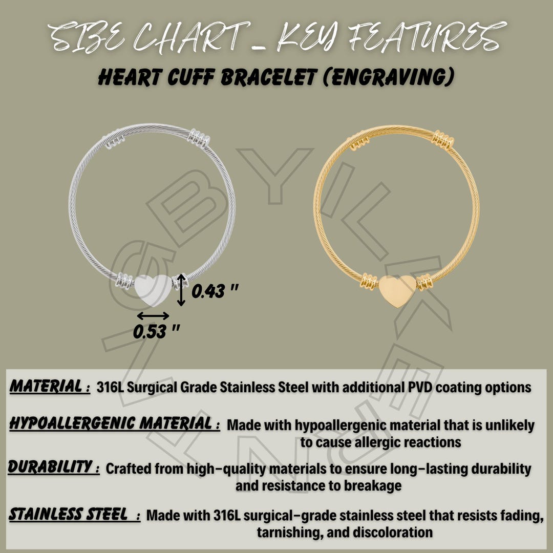 Bracelet Size Chart | Heart Cuff Bracelet Size Chart | Heart Cuff ...