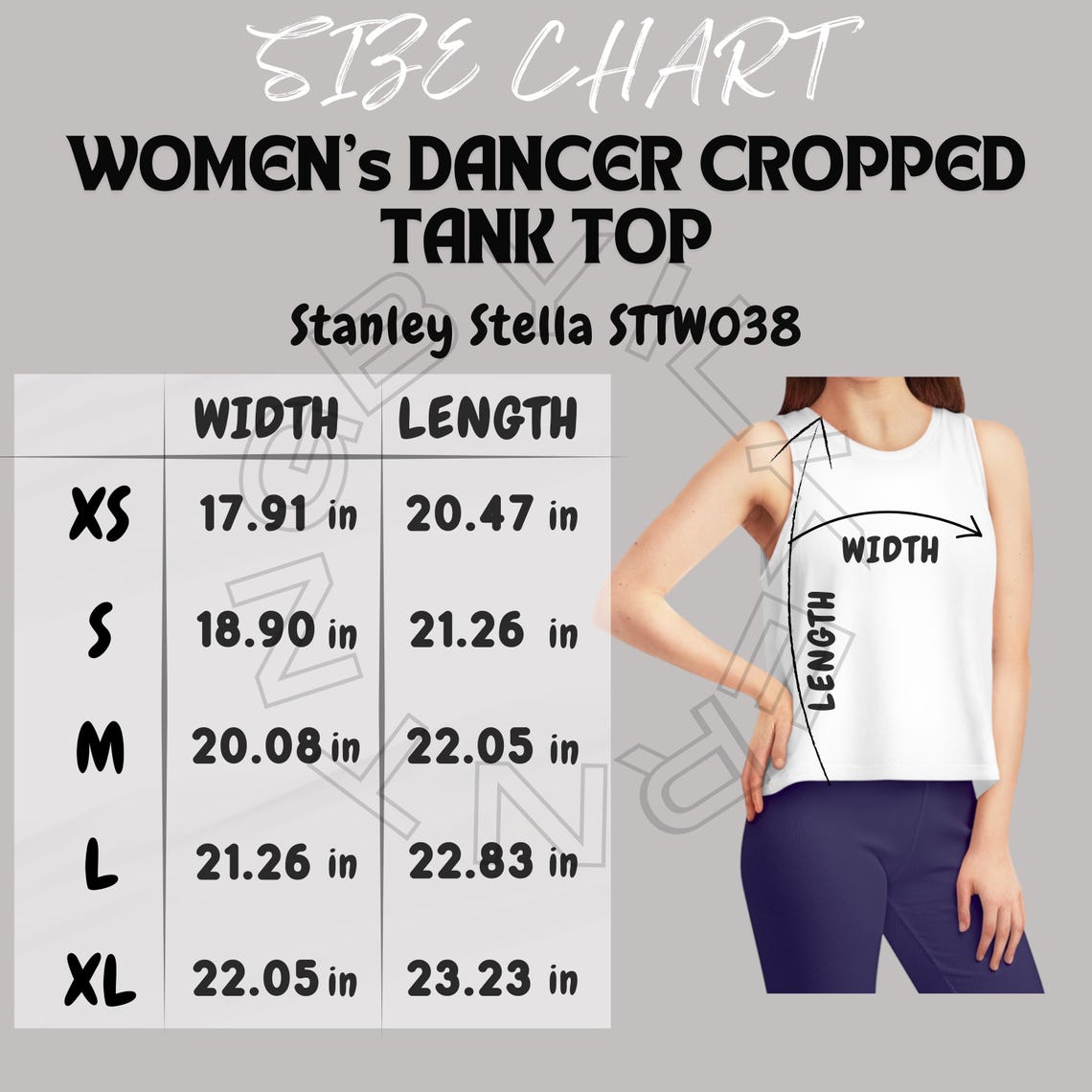 Tank Size Chart I Stanley Stella STTW038 Size Chart I Size Chart ...