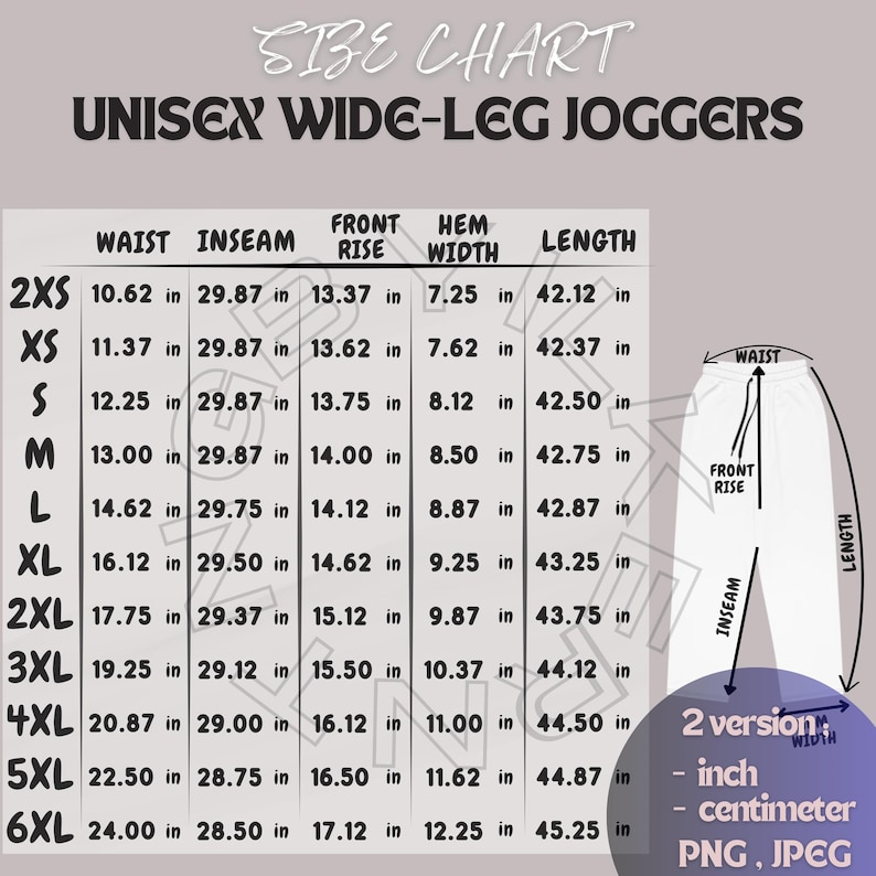 Joggers Size Chart I All-over Print Unisex Wide-leg Joggers Size Chart ...