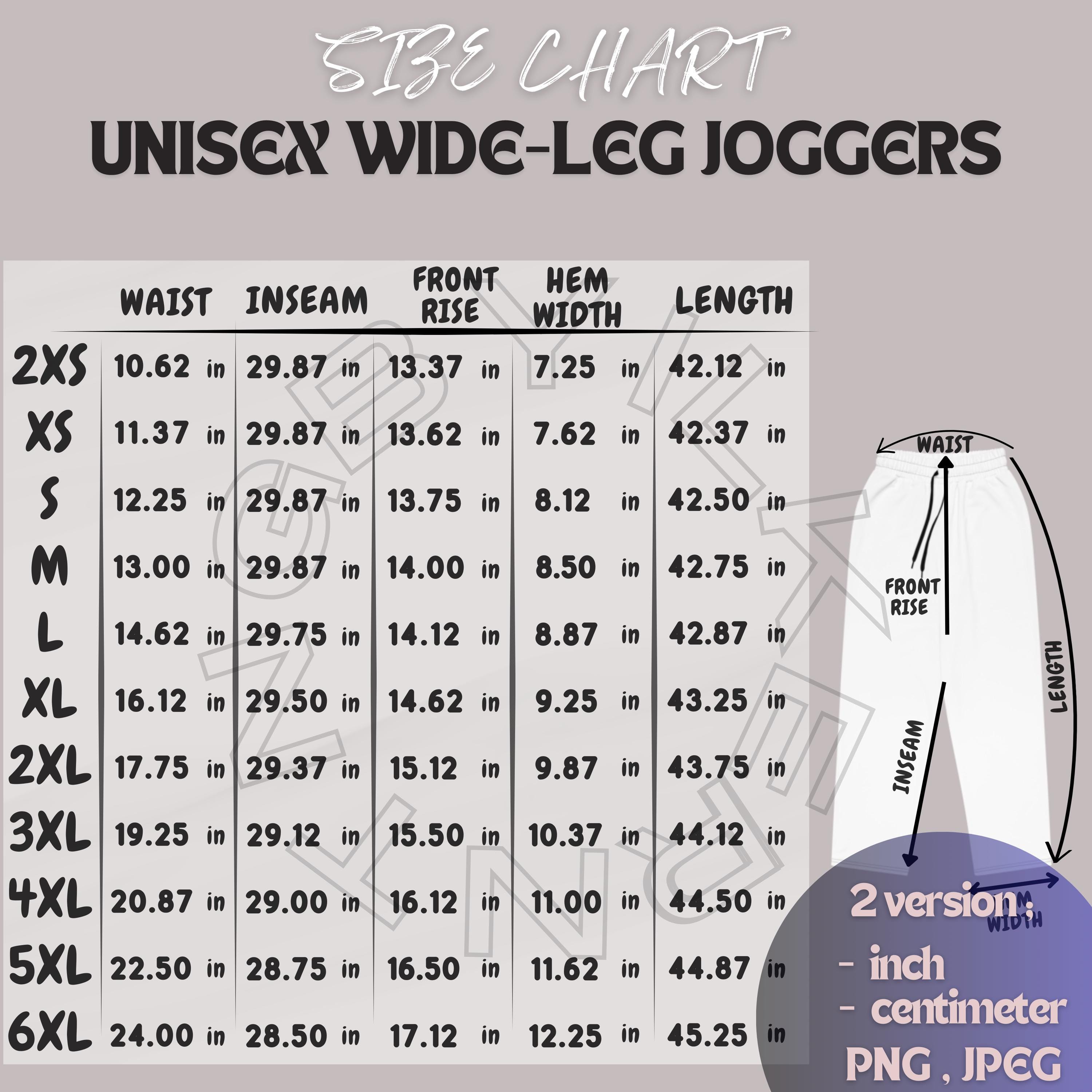 Joggers Size Chart I All-over Print Unisex Wide-leg Joggers Size Chart ...