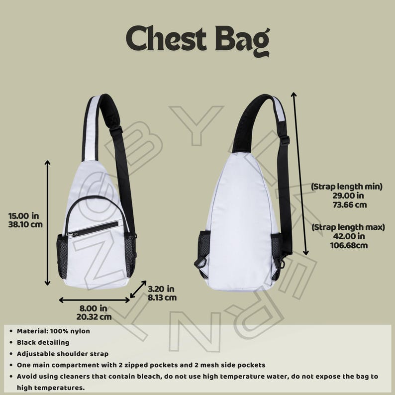 Chest Bag Size Chart | Size Chart for Chest Bag (AOP) | Sling Bag ...
