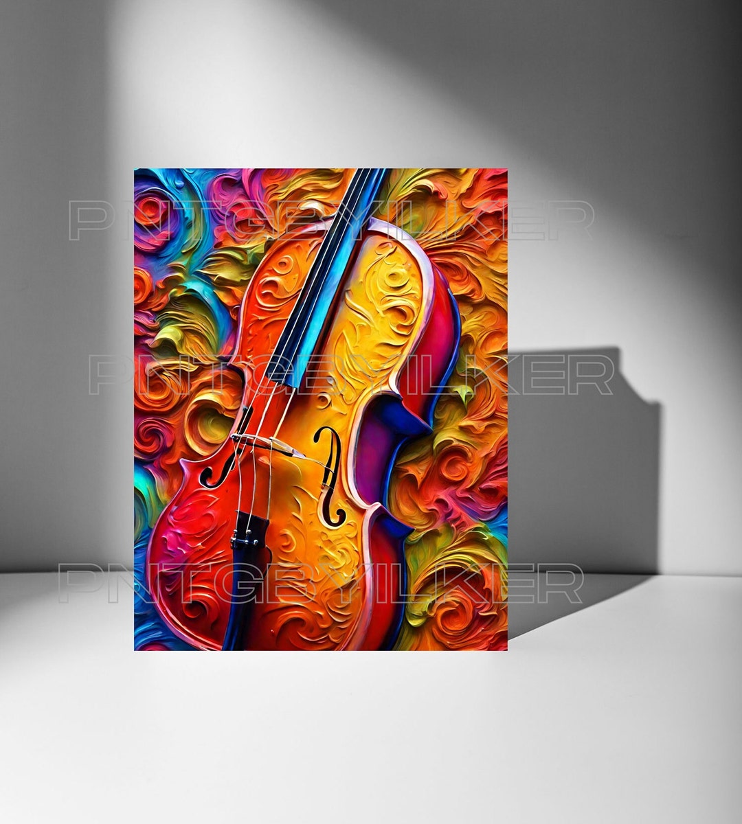 Colorful Cello Canvas , Canvas Table , Table ,painting , Paints, Colour ...