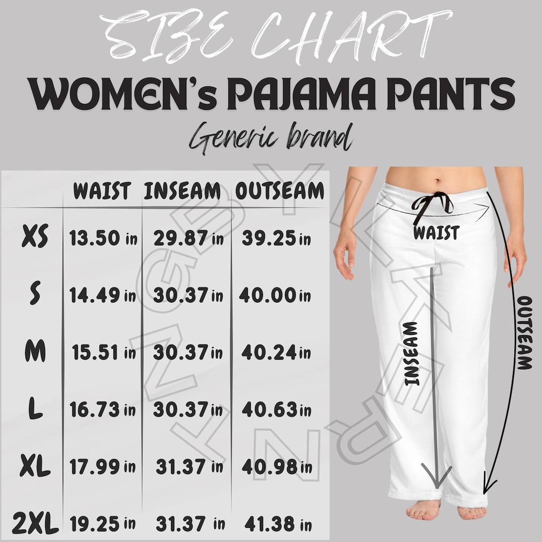 Pajama Pants Size Chart I Women's Pajama Pants(aop) Size Chart I Women ...