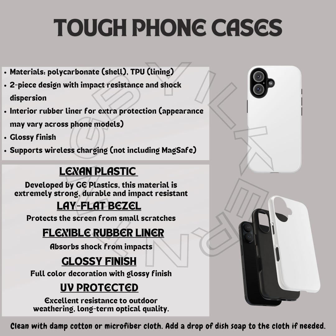 Tough Phone Cases Size Chart I Printify Tough Phone Cases Key Features ...