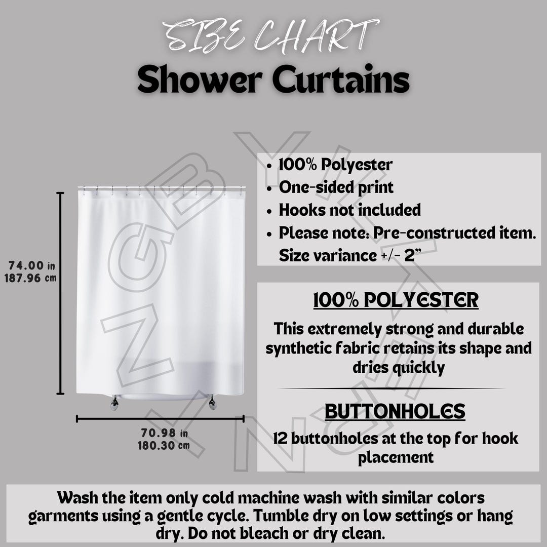 Shower Curtains Size Chart I Shower Curtains Sizing Chart and Mockup I ...