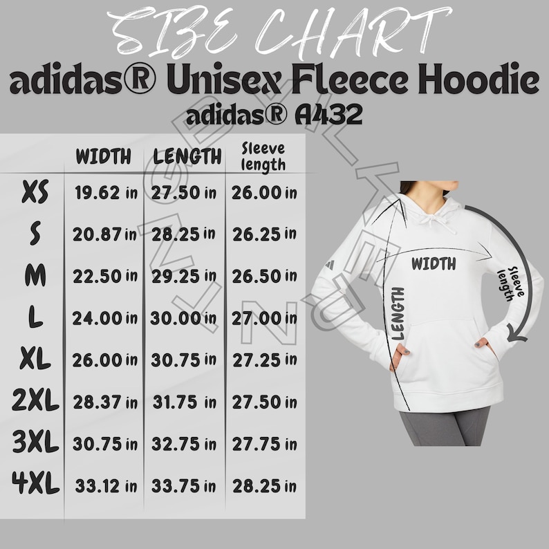 Hoodie Size Chart I Adidas A432 Size Chart | Size Chart | Adidas Unisex ...