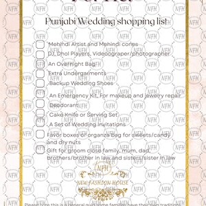 Punjabi Wedding Shopping List for Bride (digital Download) - Etsy