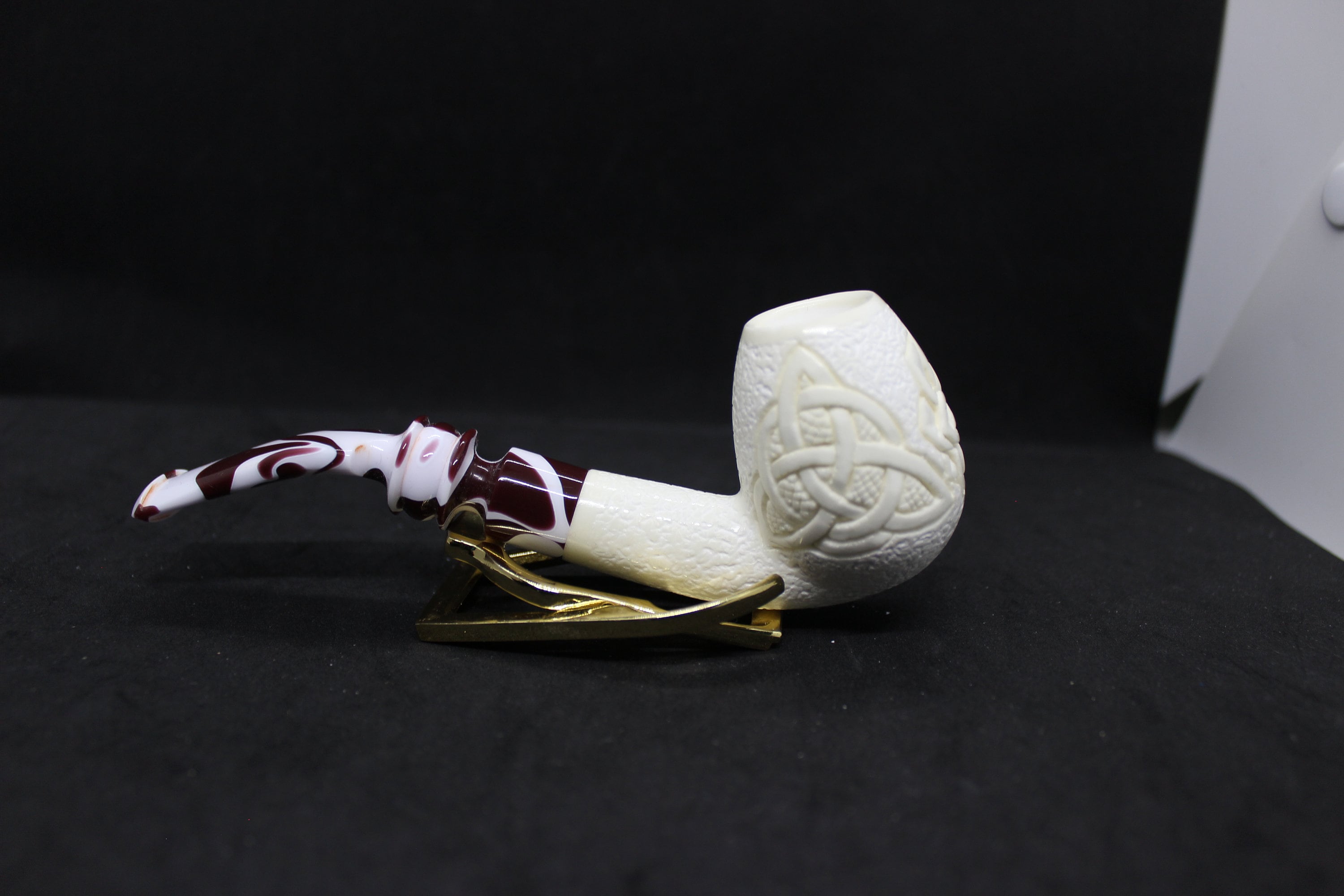 STAR Meerschaum pipes Celtic ROSE bent billiard block meerschaum pipe