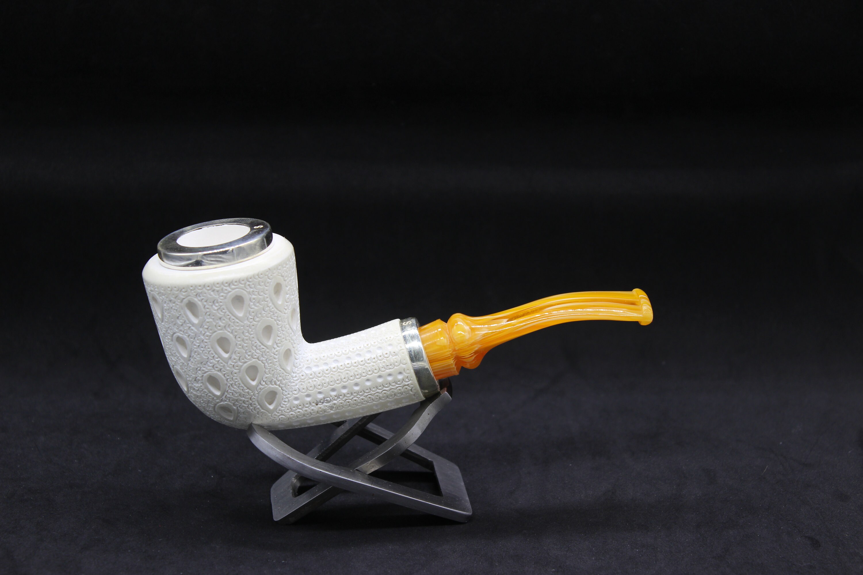 STAR meerschaum pipes / Lattice finish bent Dublin shape block ...