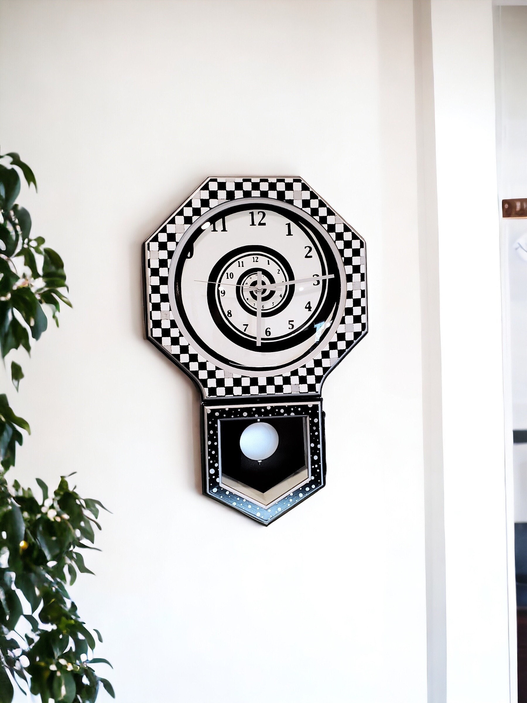 SOLD Solid Wood Vintage Wacky Wall Clock Custom Hand Painted - Etsy