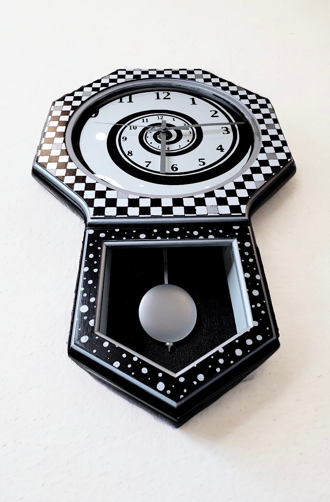 SOLD Solid Wood Vintage Wacky Wall Clock Custom Hand Painted - Etsy