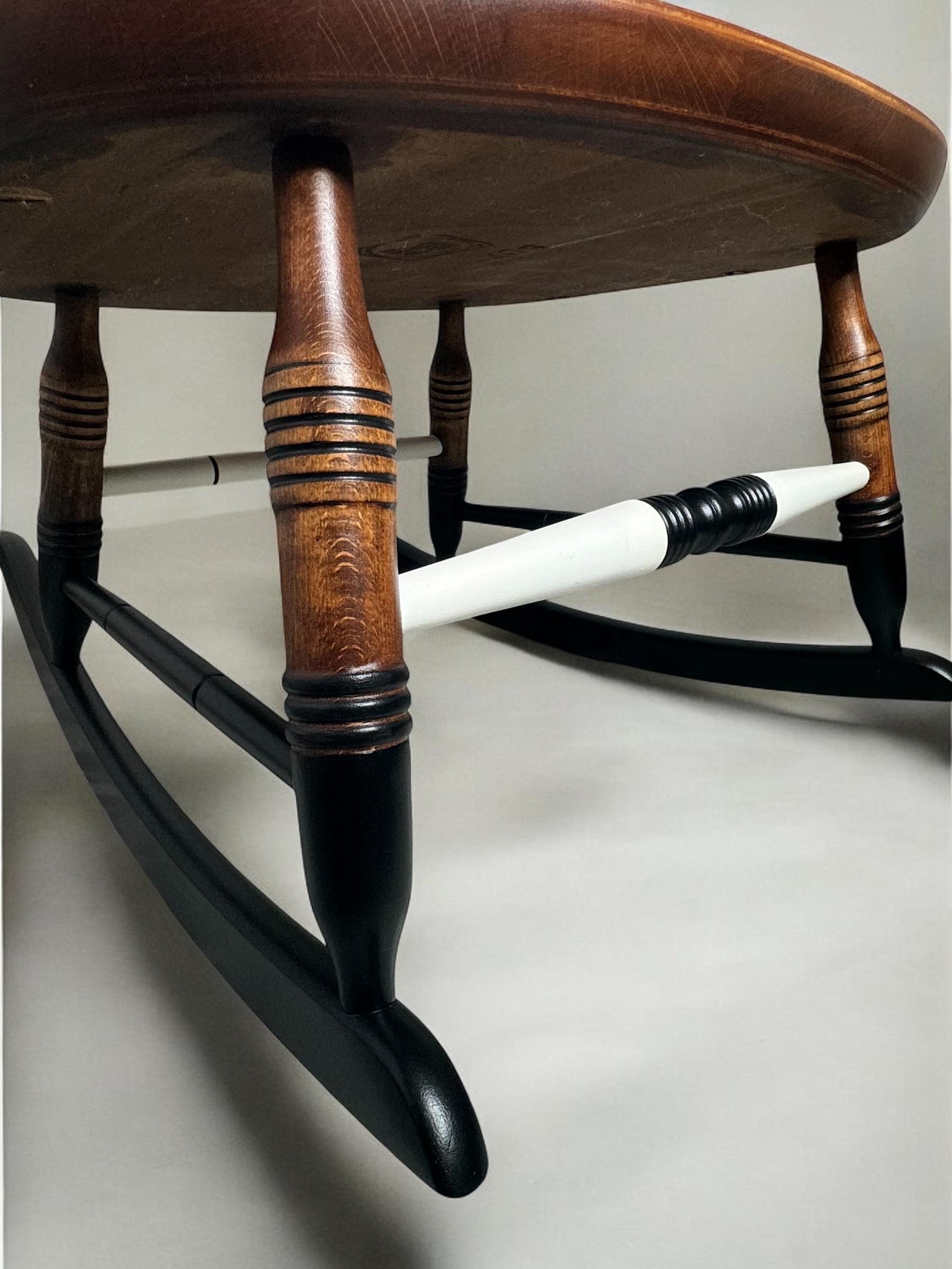 Vintage Solid Wood Rocking Chair With Refinished With Updated Painted ...