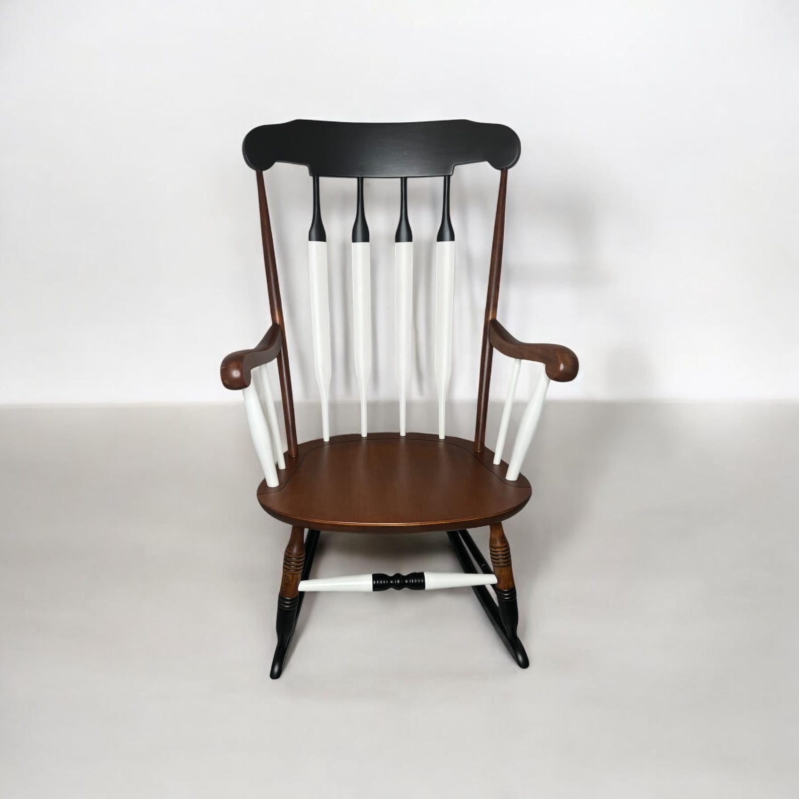 Vintage Solid Wood Rocking Chair With Refinished With Updated Painted ...