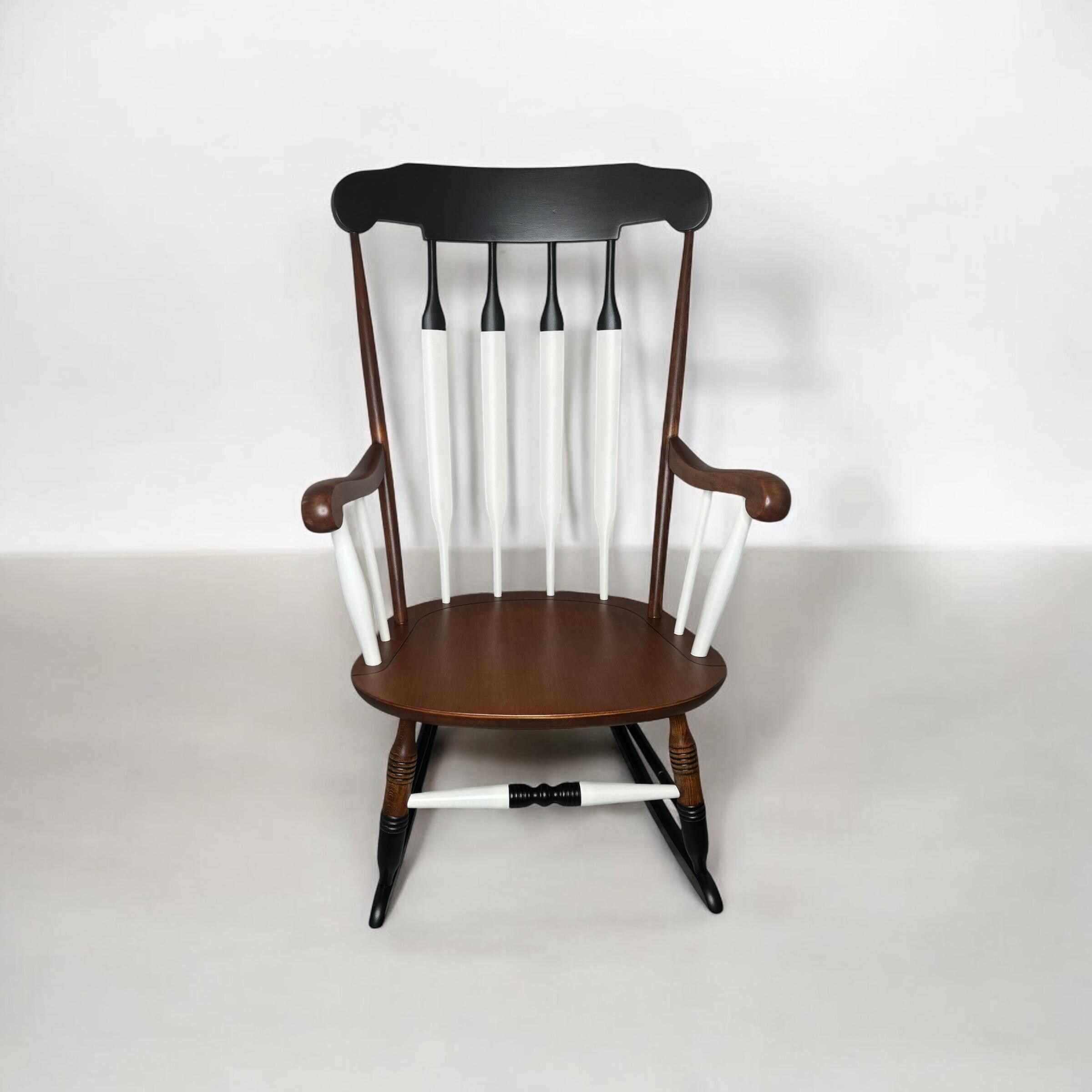 Vintage Solid Wood Rocking Chair With Refinished With Updated Painted ...