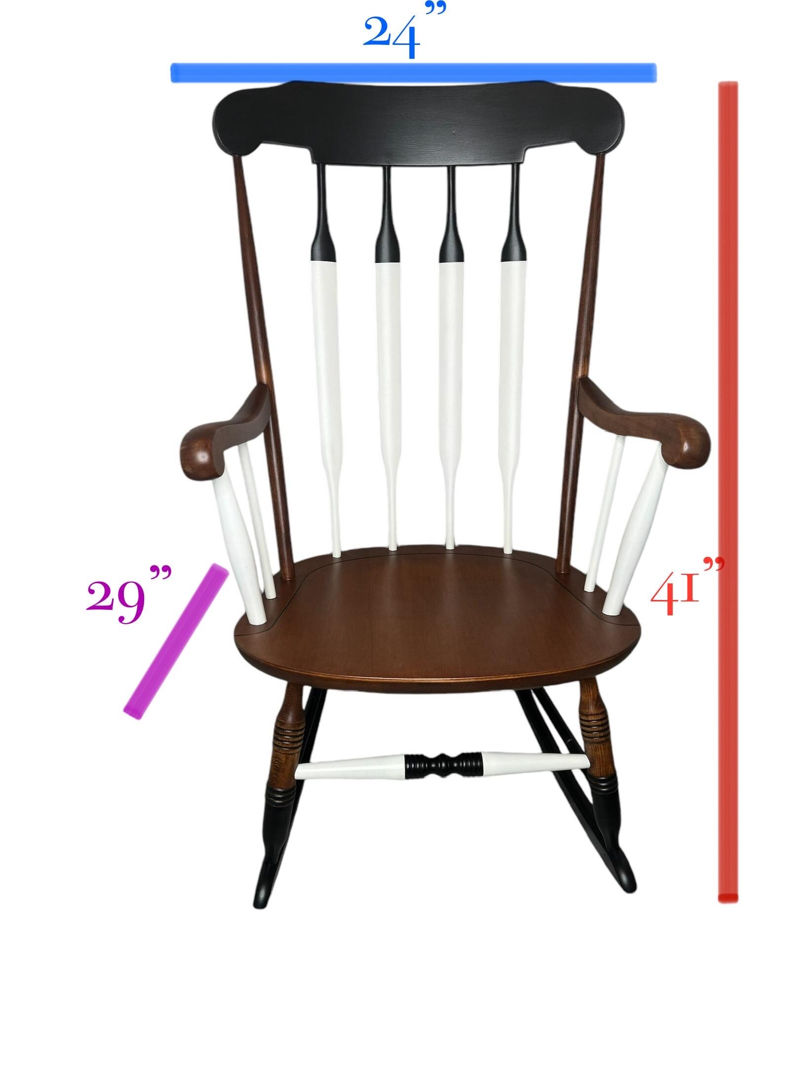 Vintage Solid Wood Rocking Chair With Refinished With Updated Painted ...