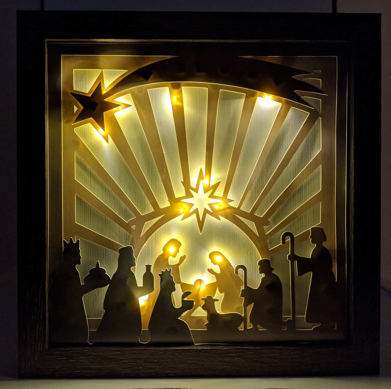Framed Nativity Light up Shadowbox - Etsy