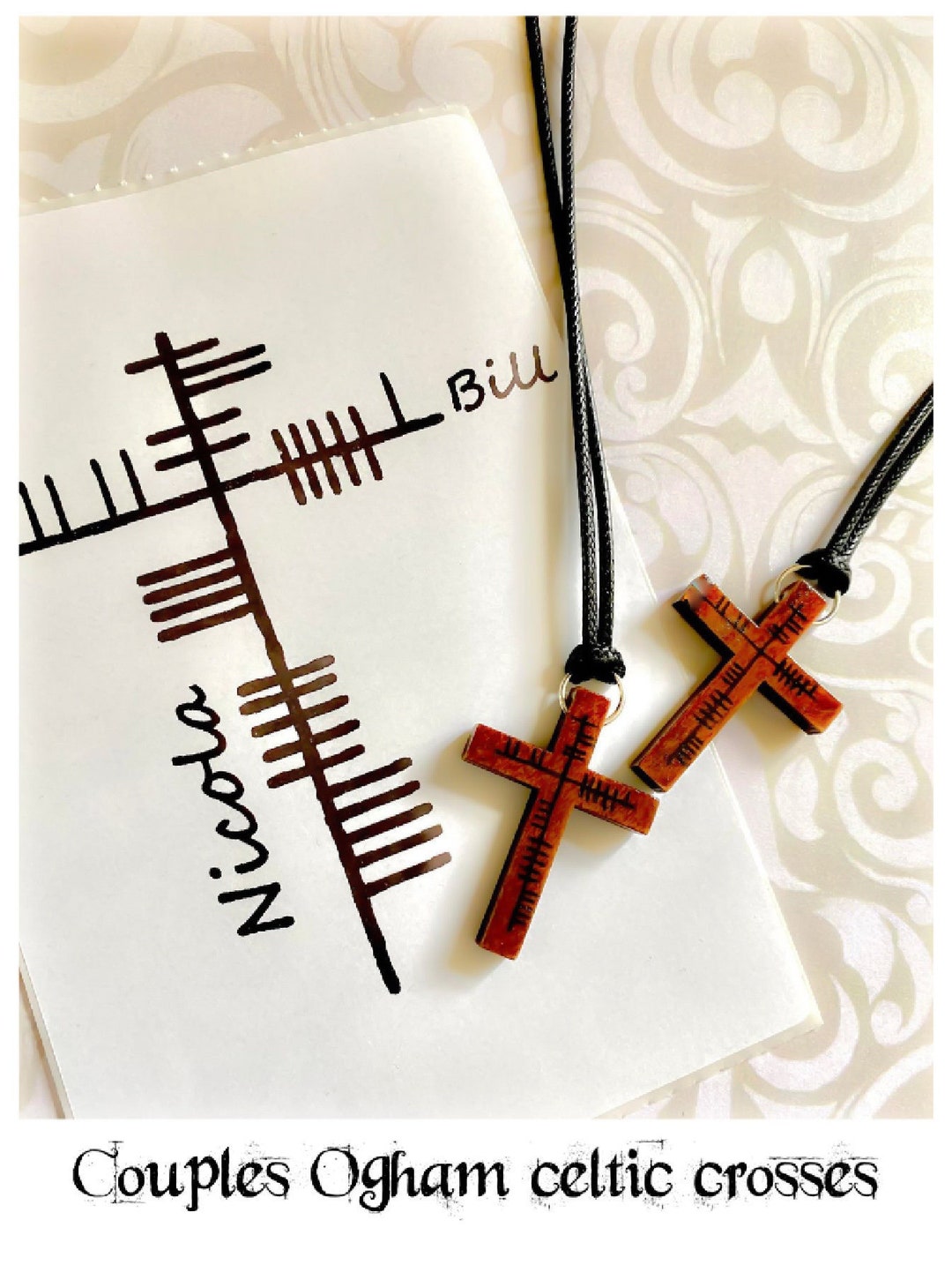 Couples Ogham Celtic Cross - Etsy