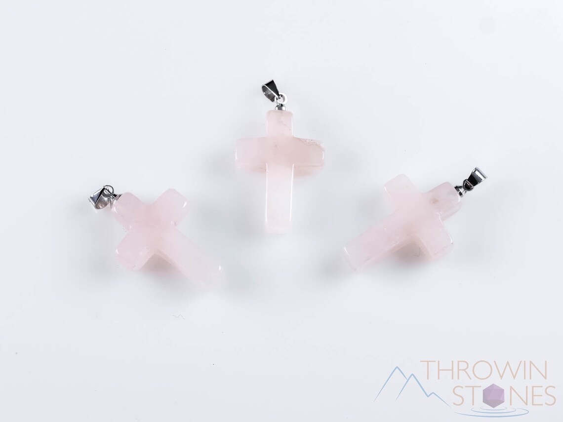 ROSE QUARTZ Cross Pendant Crystal Jewelry Metaphysical - Etsy