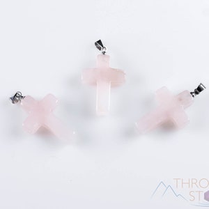 ROSE QUARTZ Cross Pendant Crystal Jewelry Metaphysical - Etsy