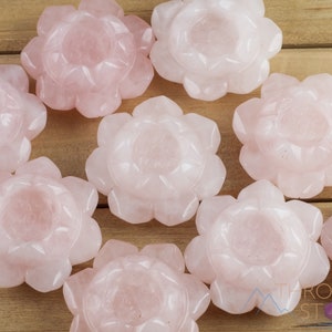 ROSE QUARTZ Crystal, Sphere Stand, Lotus Flower - Mom Gift, Home Decor ...