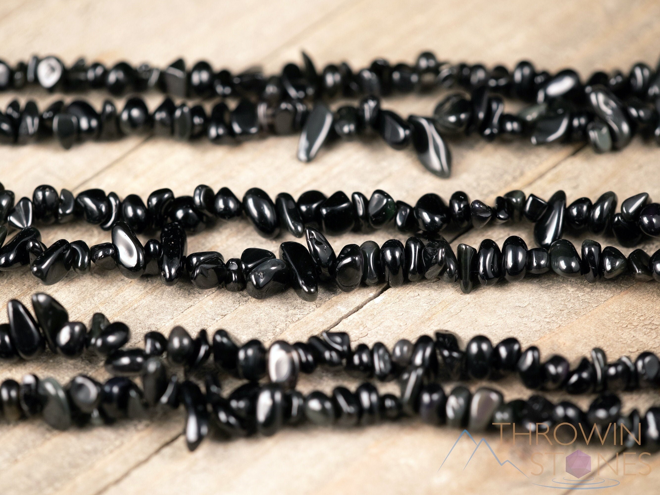 OBSIDIAN Beaded Necklace Chip Handmade Jewelry Crystal | Etsy