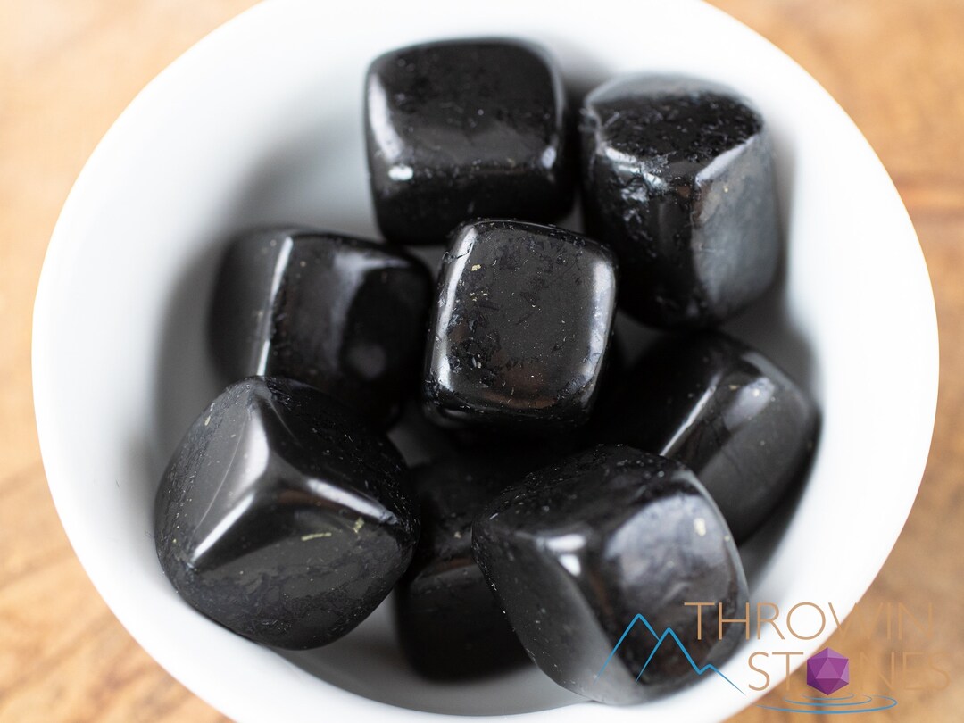 SHUNGITE Tumbled Crystals Chakra Healing, Polished Stones, Crystal Grid ...