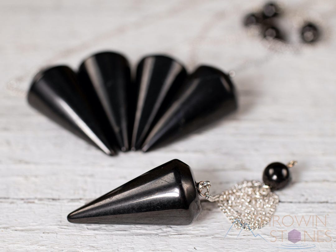 SHUNGITE Pendulum - Crystal Point, Divination Tool, Dowsing Pendulum ...