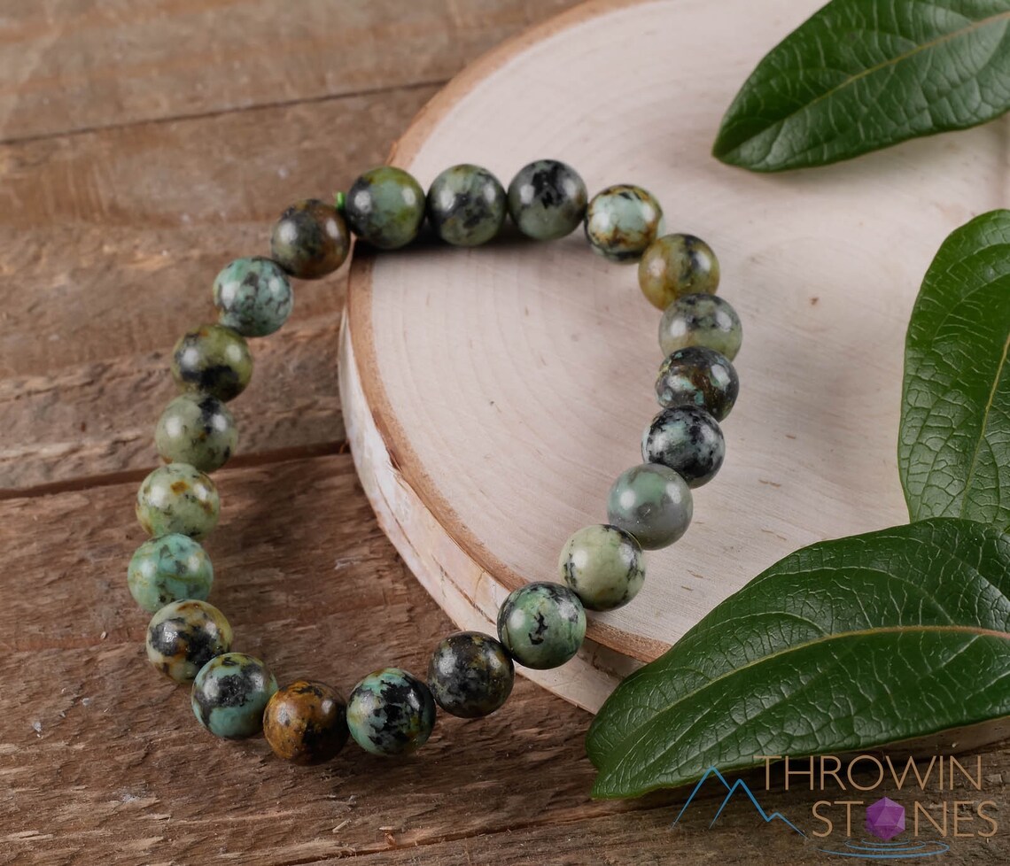 AFRICAN TURQUOISE JASPER Crystal Bracelet Round Handmade - Etsy
