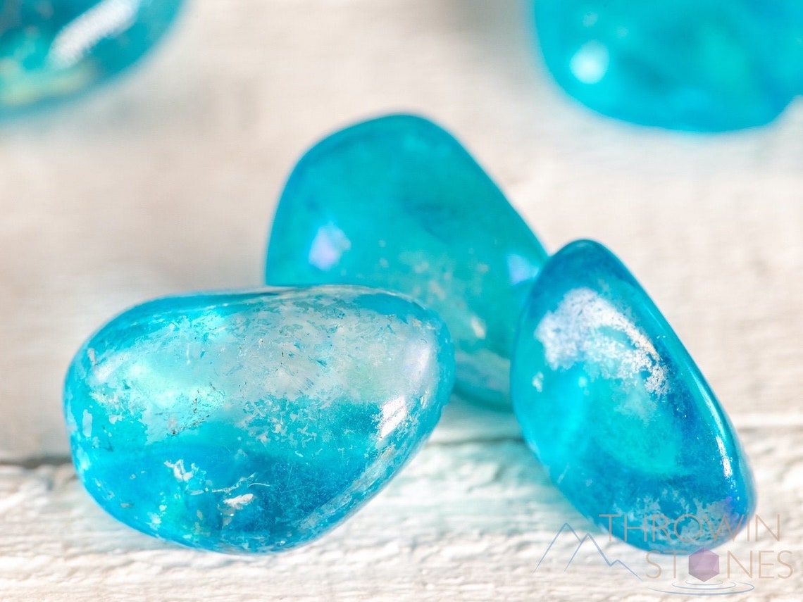 Aqua AURA QUARTZ Tumbled Crystals – Reiki, Crystal Healing ...