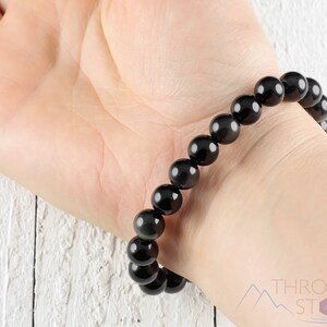 OBSIDIAN Crystal Bracelet Round Crystal Jewelry Gemstone - Etsy