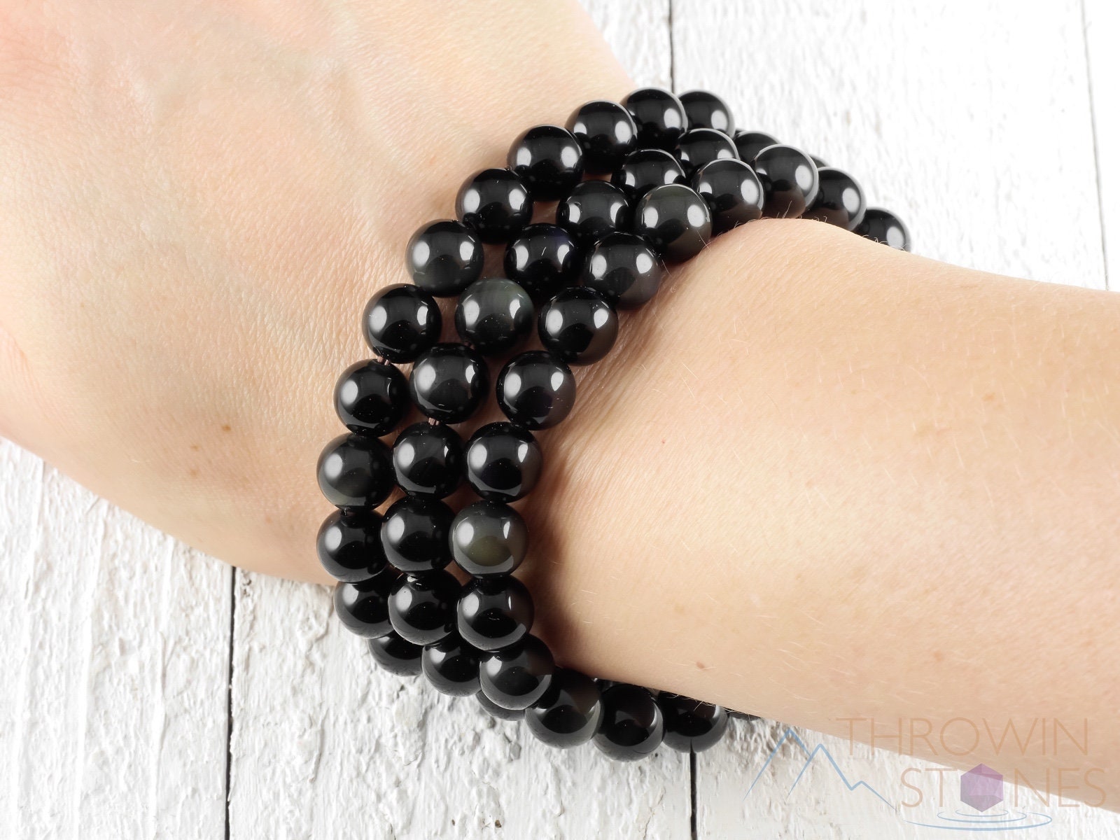 OBSIDIAN Crystal Bracelet Round Crystal Jewelry Gemstone - Etsy