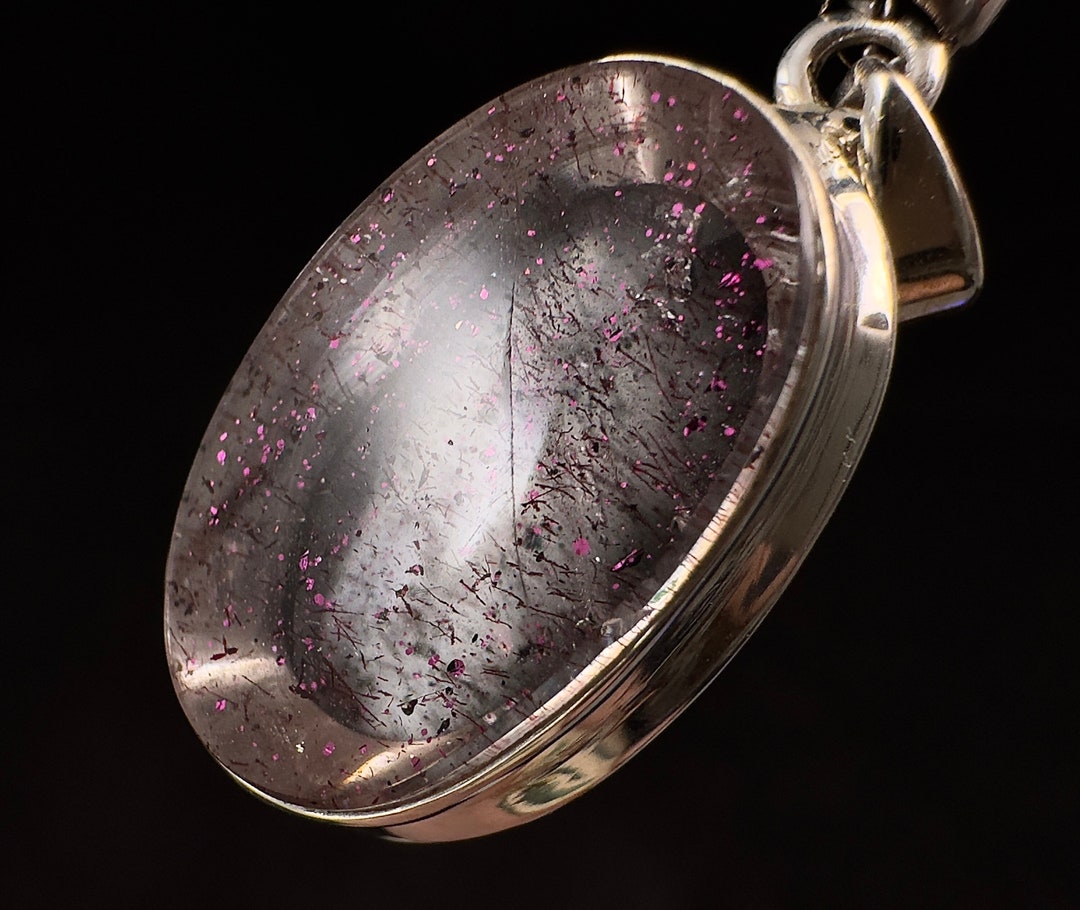 COVELLITE Crystal Pendant - Rare Pink FIRE QUARTZ Crystal With a ...