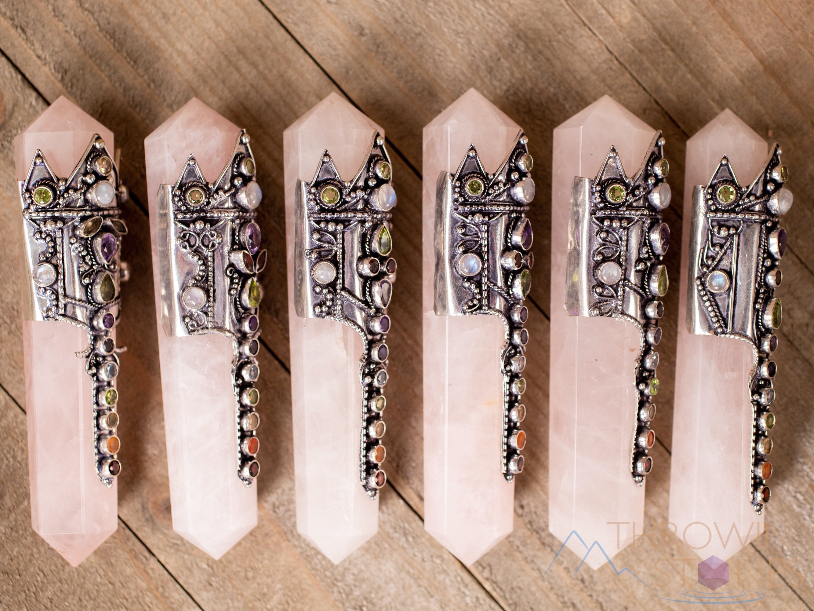 ROSE QUARTZ Wand w Rainbow CHAKRA Crystals Reiki Chakra | Etsy