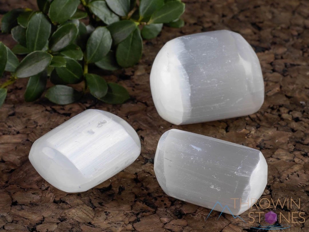 SELENITE Tumbled Stones : White Crystal Decor, Housewarming Present ...