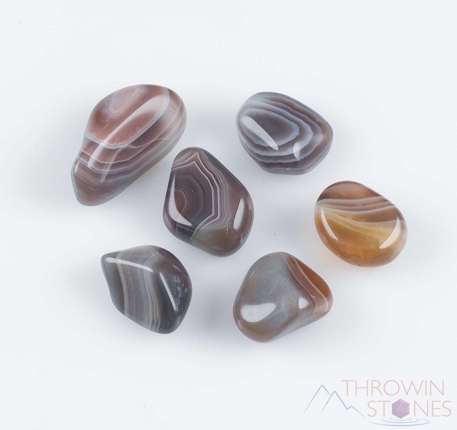 AGATE BANDED Tumbled Crystals – Grey – Crystal Grid, Mediation Stones ...