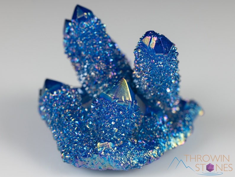Blue FLAME AURA QUARTZ Crystal - Rainbow Quartz, Home Decor, Crystal ...