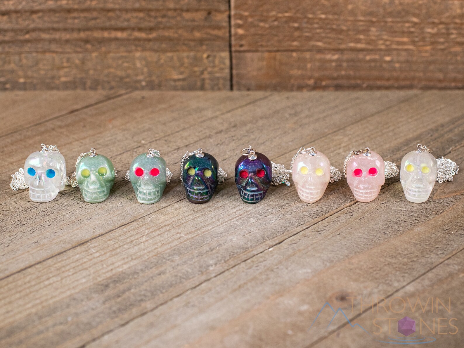 AURA QUARTZ Crystal Skull Necklace W Glow in the Dark Eyes - Halloween ...
