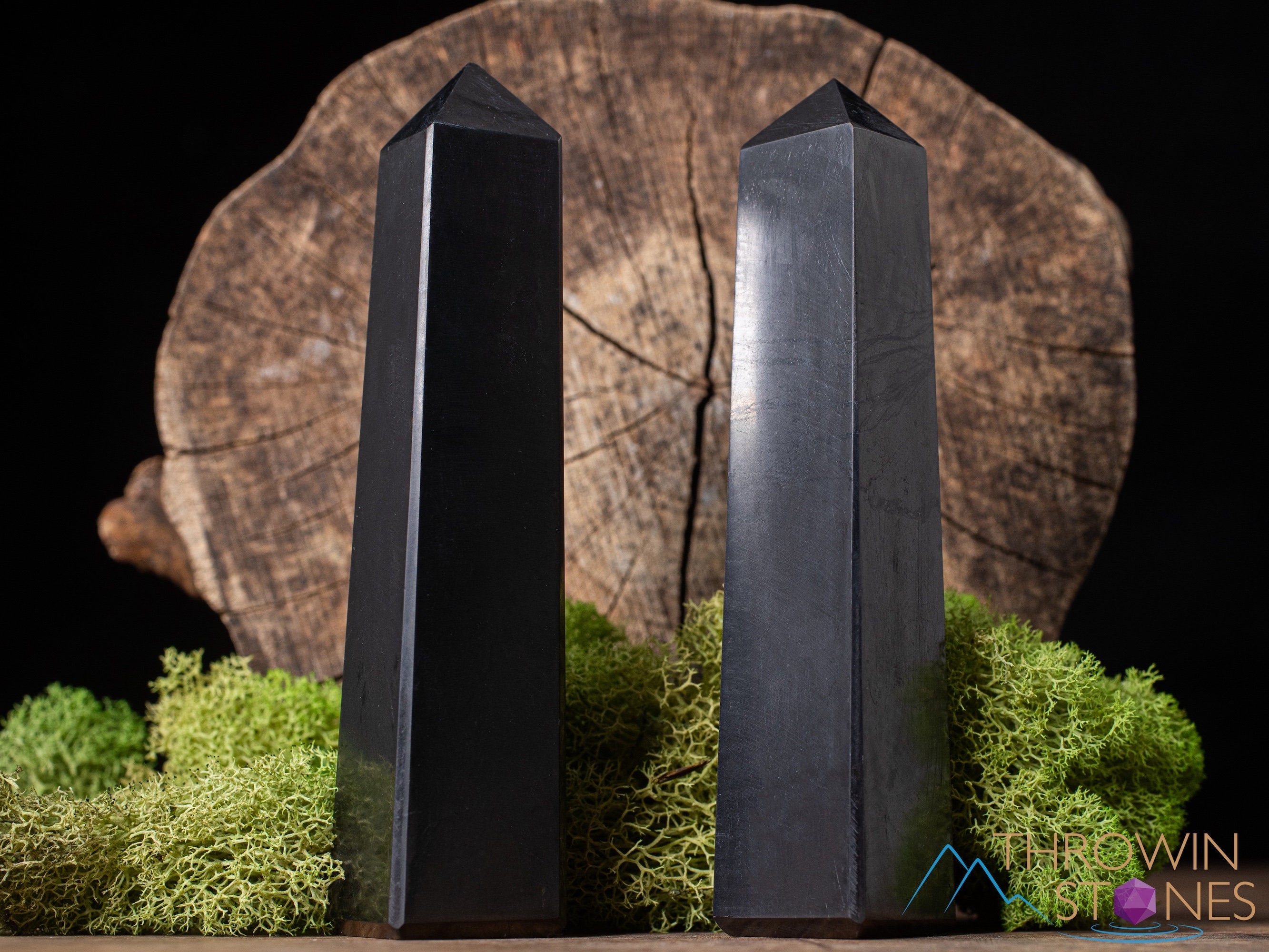 SHUNGITE Crystal Point Obelisk Tower Crystal Wand EMF - Etsy