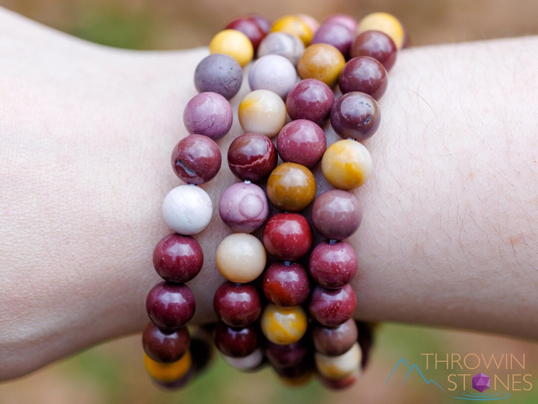 MOOKAITE JASPER Bead Bracelet : 8mm Round Red Yellow Crystal Homemade ...