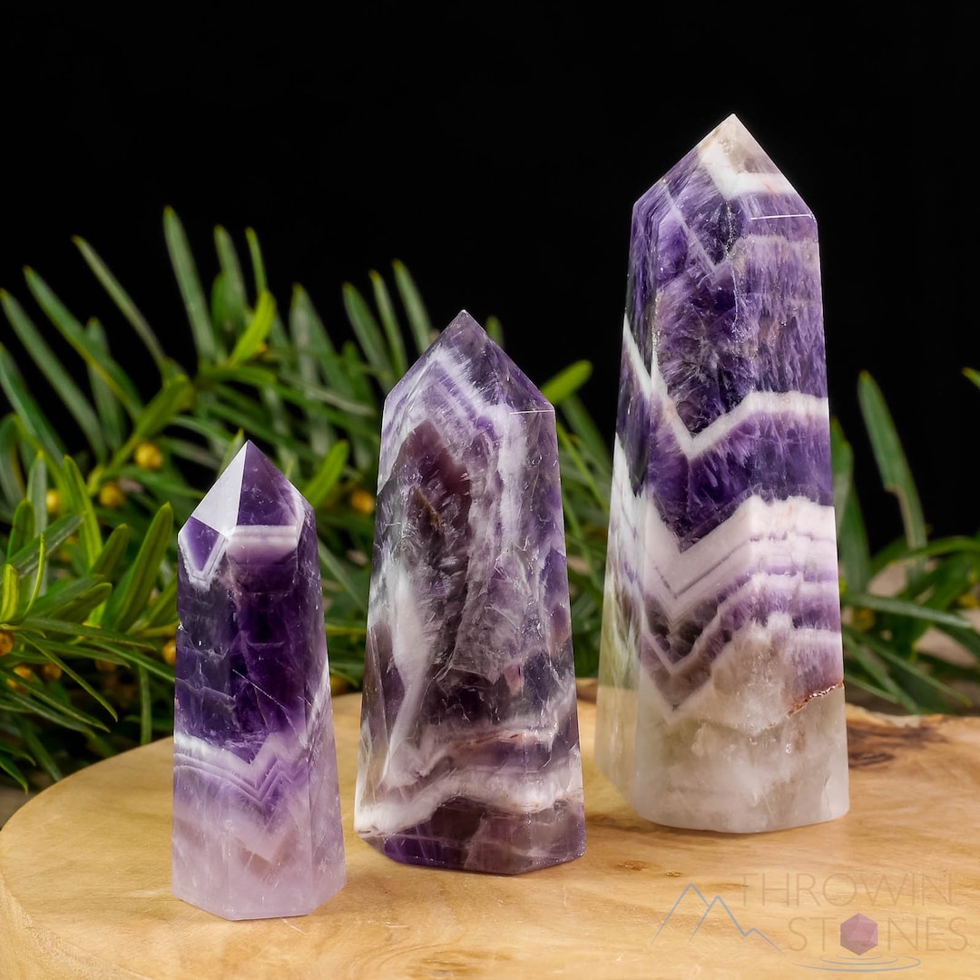 AMETHYST Crystal Tower - Crystal Decor, Crystal Healing, Chevron ...