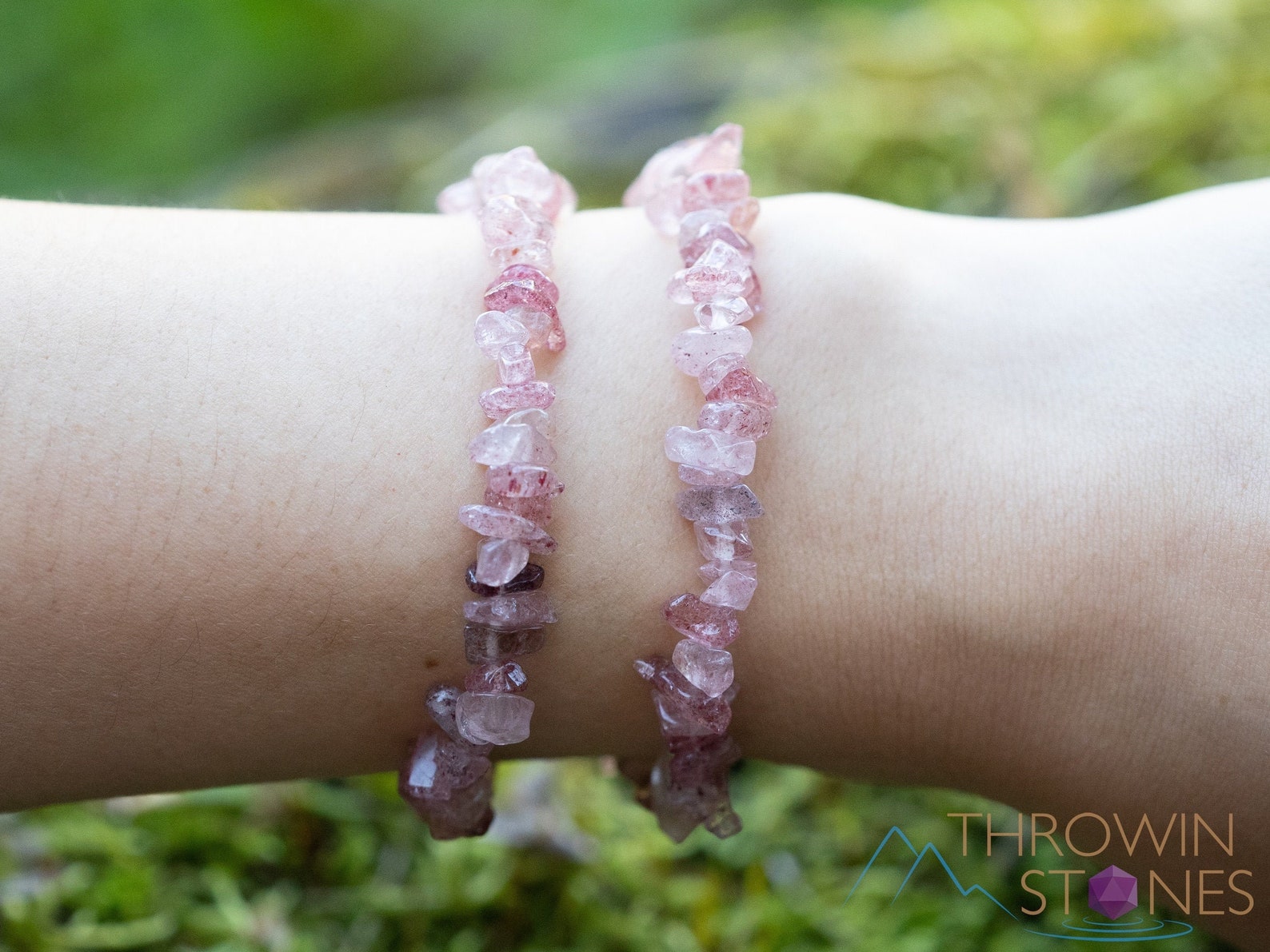 Strawberry QUARTZ Crystal Bracelet Chip Handmade Jewelry - Etsy