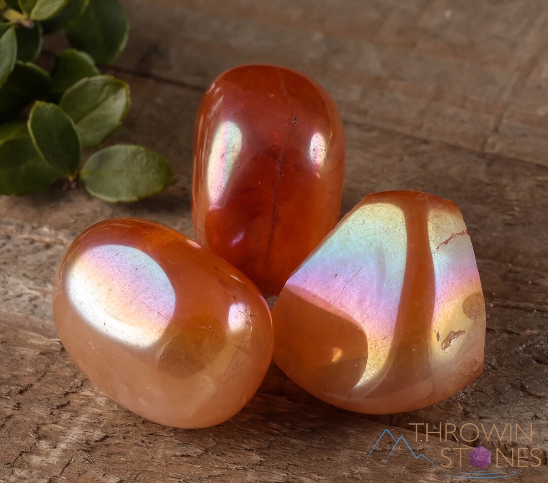 Sunset AURA QUARTZ Tumbled Crystals - Crystal Grid, Mediation Stones ...