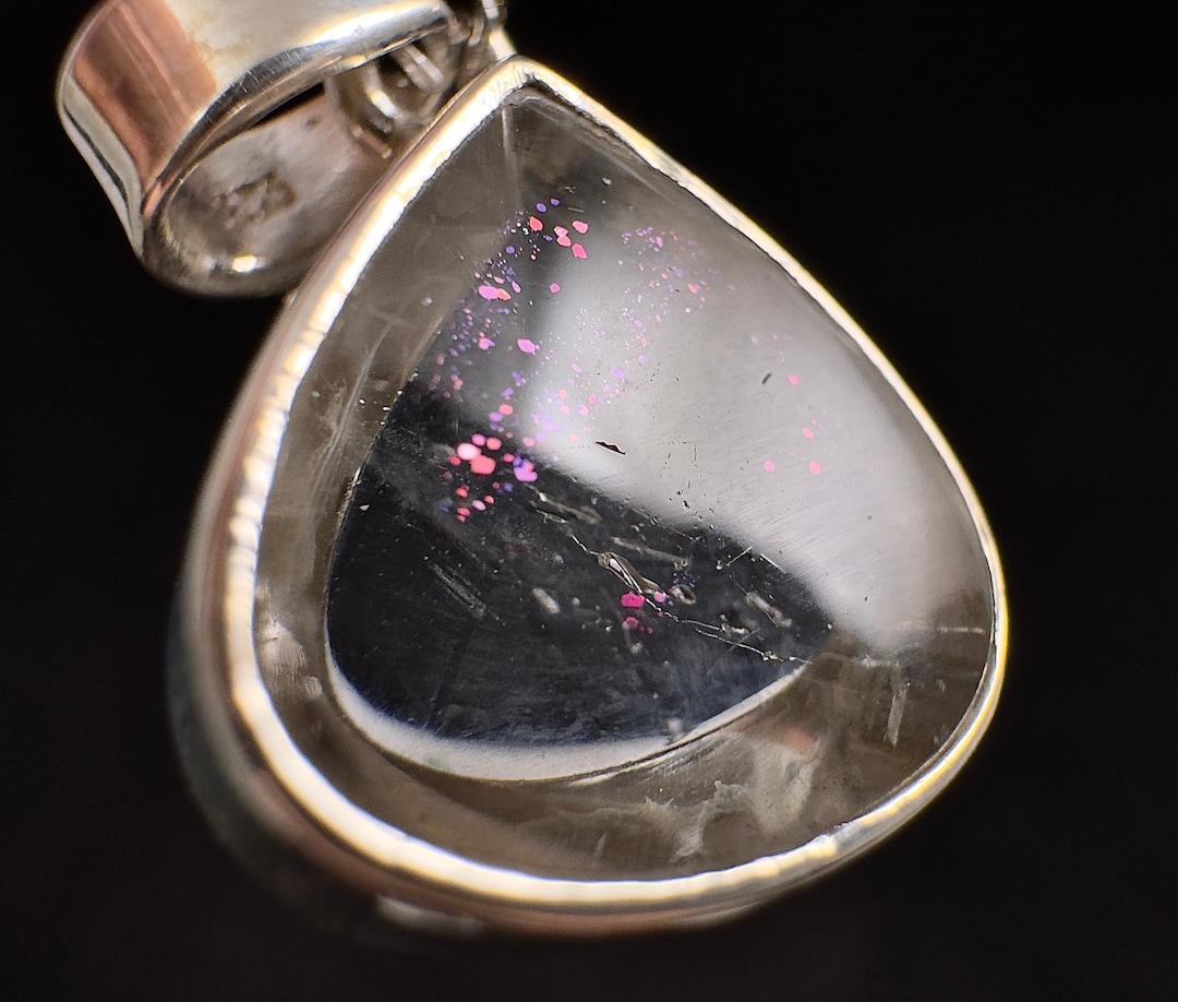 COVELLITE Crystal Pendant Rare Pink FIRE QUARTZ Crystal With a Polished ...