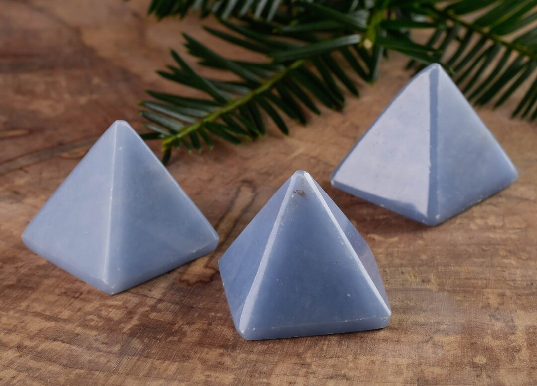 ANGELITE Crystal Pyramid – Hand Carved, Sacred Geometry, Healing ...